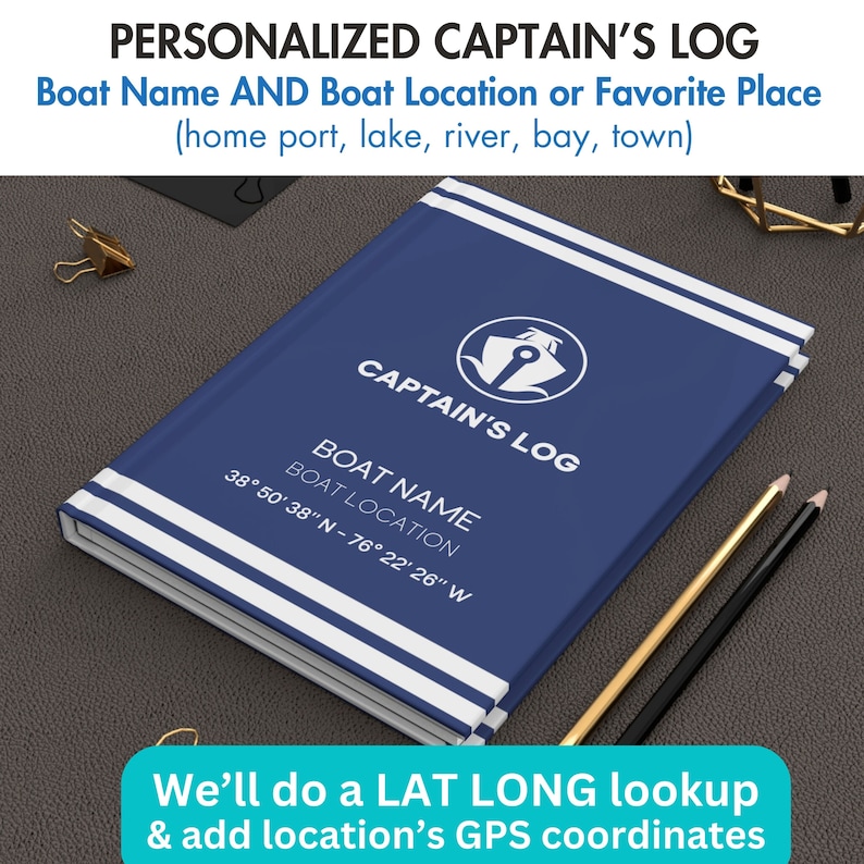 Boat Captain's Log Book, Custom Boat Name Log, Boat Notebook, Boating ...
