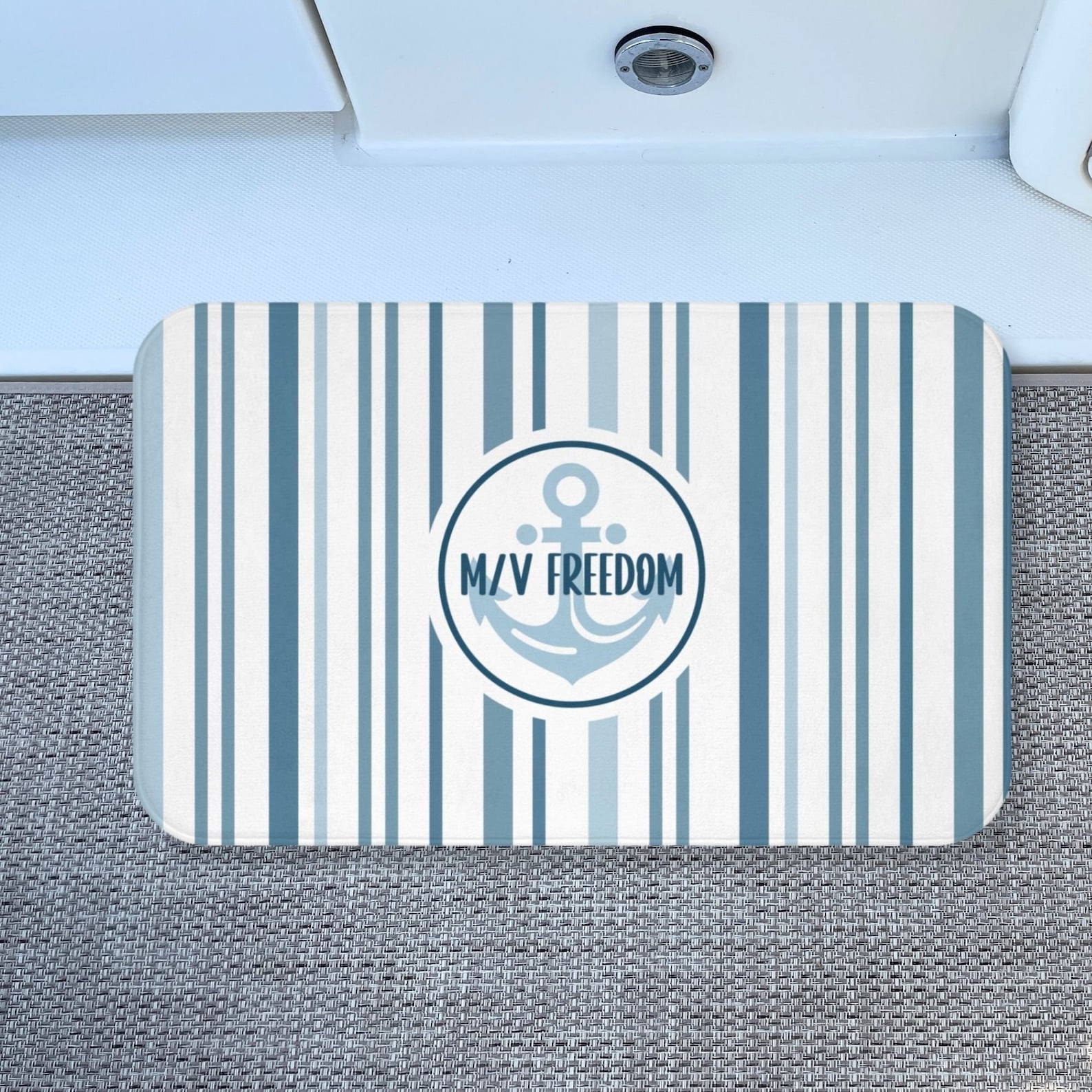 Coastal Nautical Mat, Boat Mat Custom Name, Nautical Anchor Bathmat ...