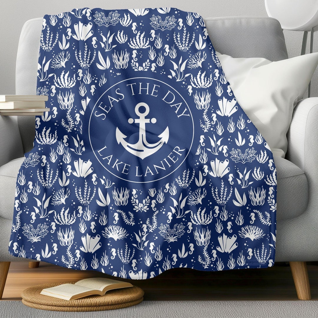 Nautical Blanket, Sea Coral Throw, Custom Boat Blanket, Boat Bedding ...