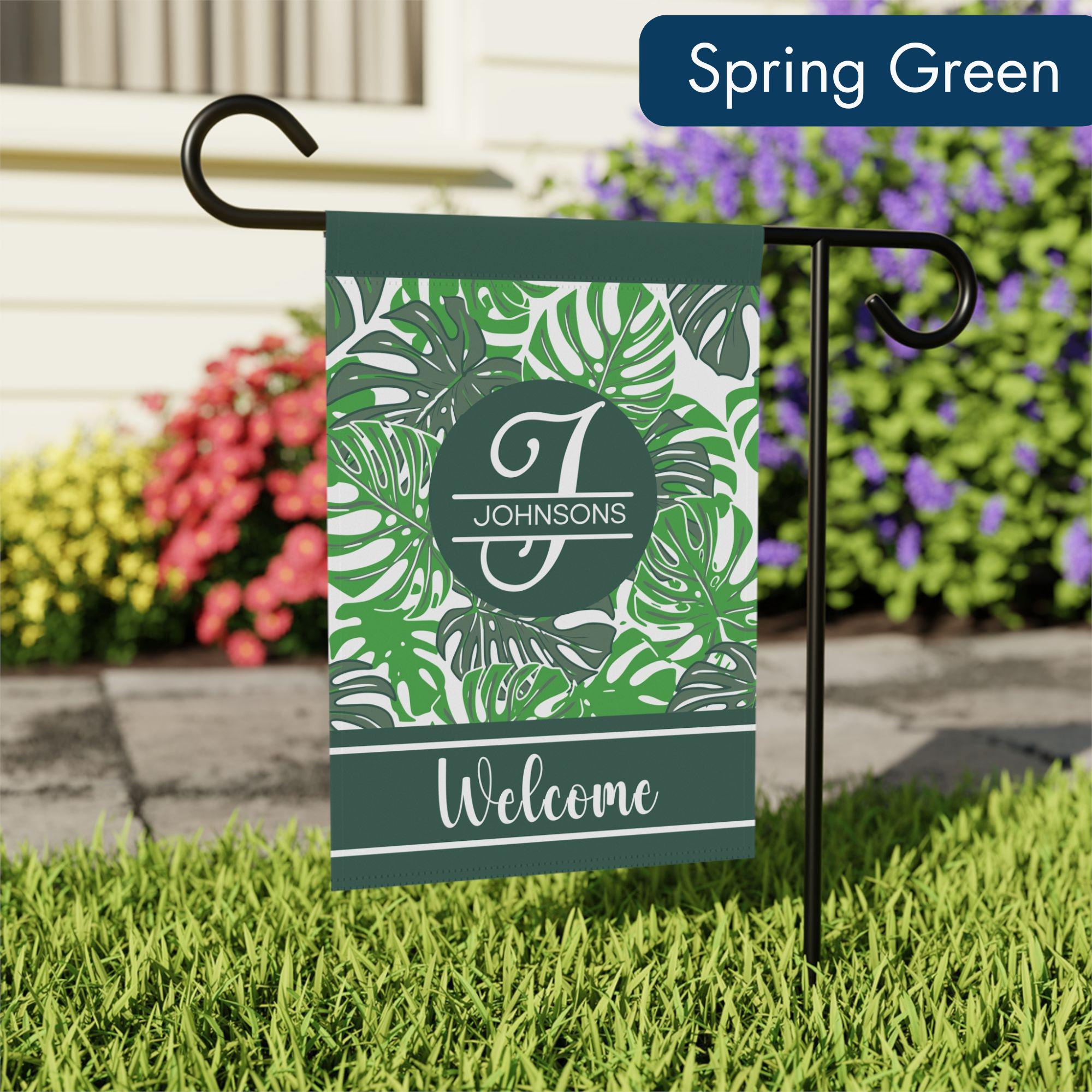 Coastal Monogram Welcome Flag, Custom Name Coastal Garden Flags, Grey ...