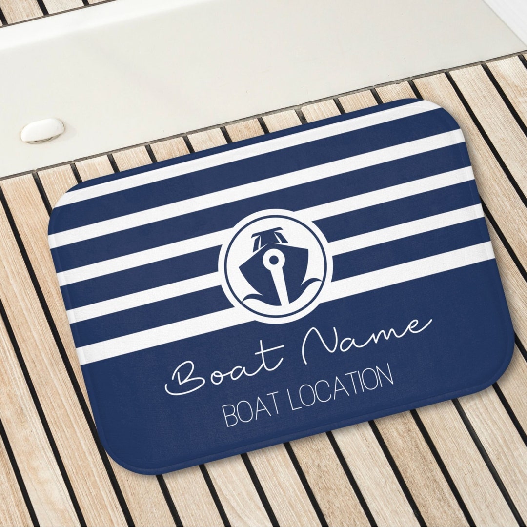 CUSTOM Boat Name Mat, Personalized Boat Accessories, Nautical Bath Mat ...