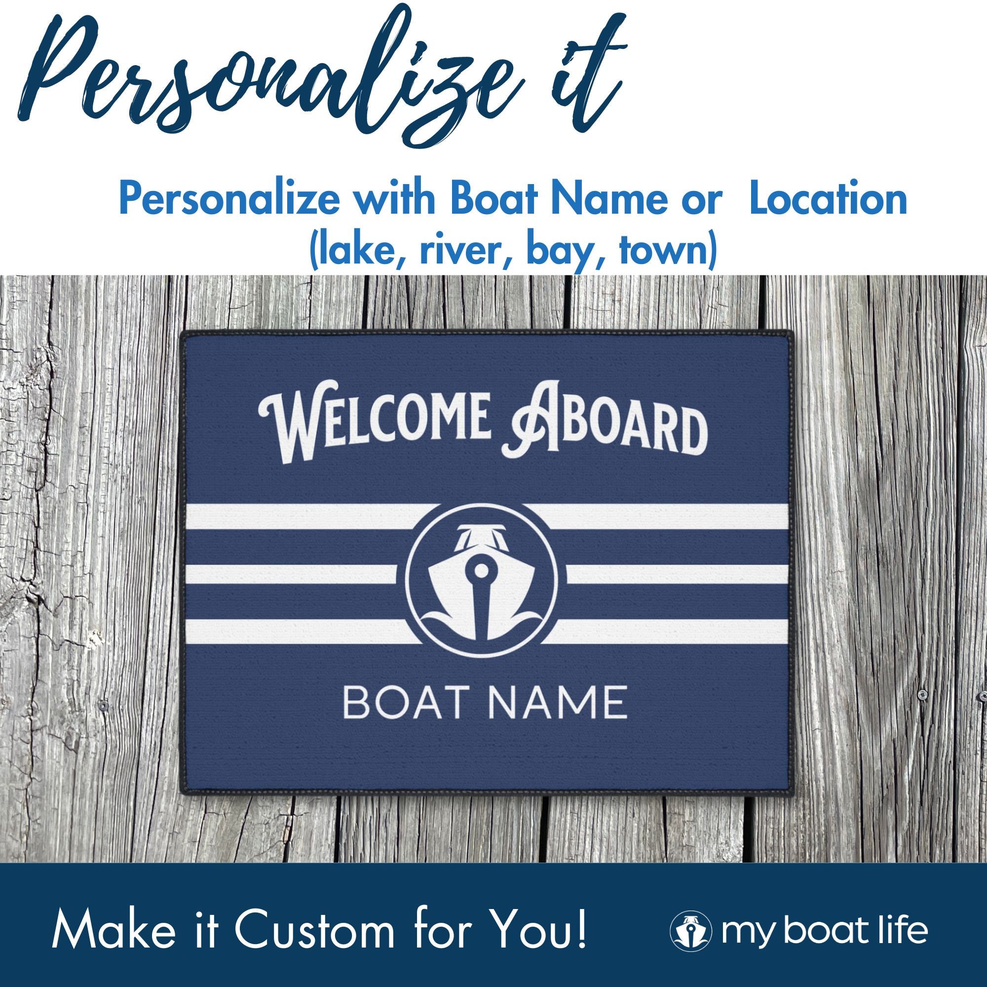 CUSTOM Boat Welcome Mat, Welcome Aboard Mat, Boat Name Floor Mat, Boat ...