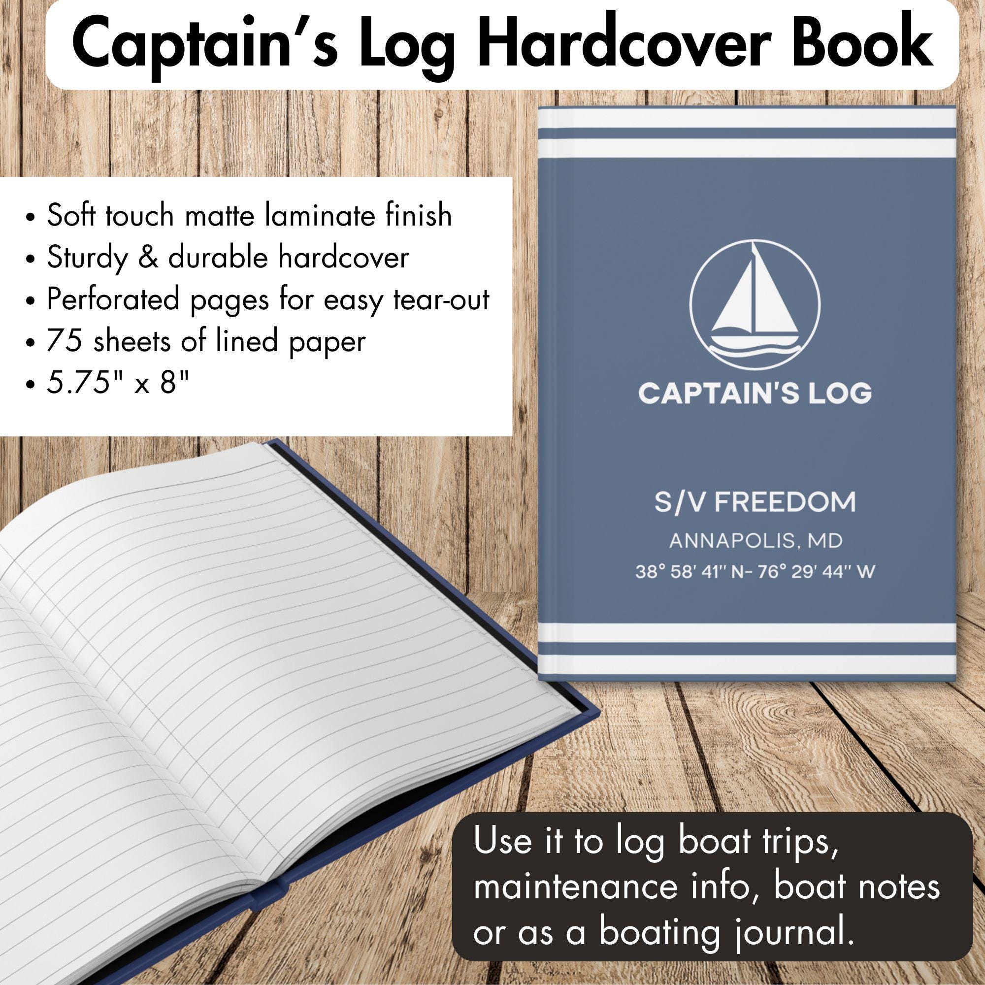 Sailboat Captain's Log Book, Custom Log Book, Ship Log Book, Sailing ...