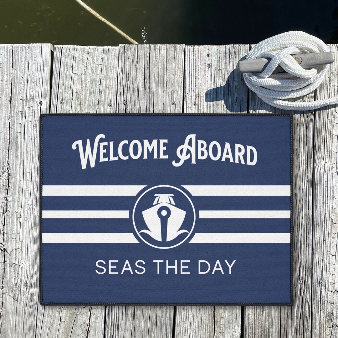 CUSTOM Boat Welcome Mat, Welcome Aboard Mat, Boat Name Floor Mat, Boat ...