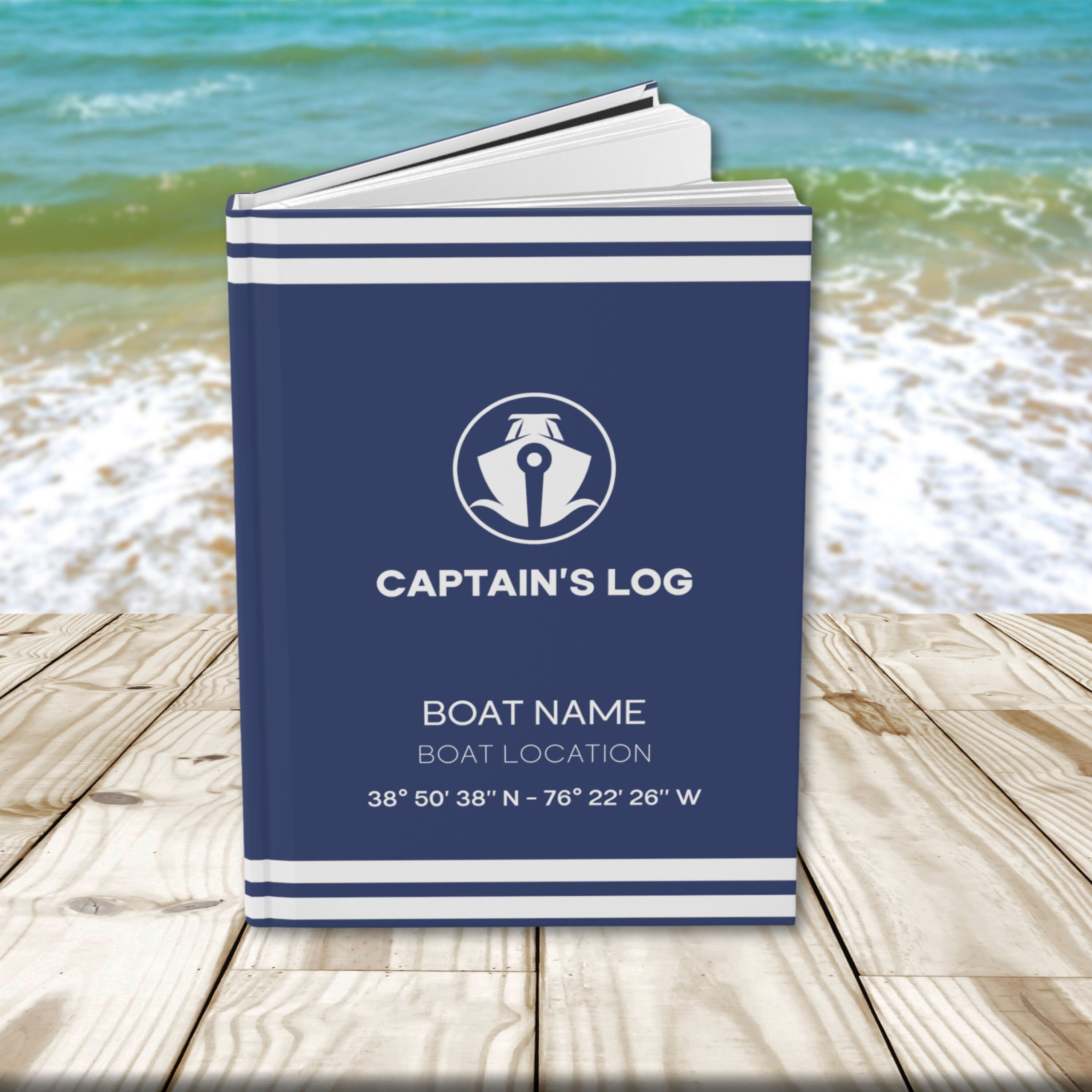 Boat Captain's Log Book, Custom Boat Name Log, Boat Notebook, Boating ...