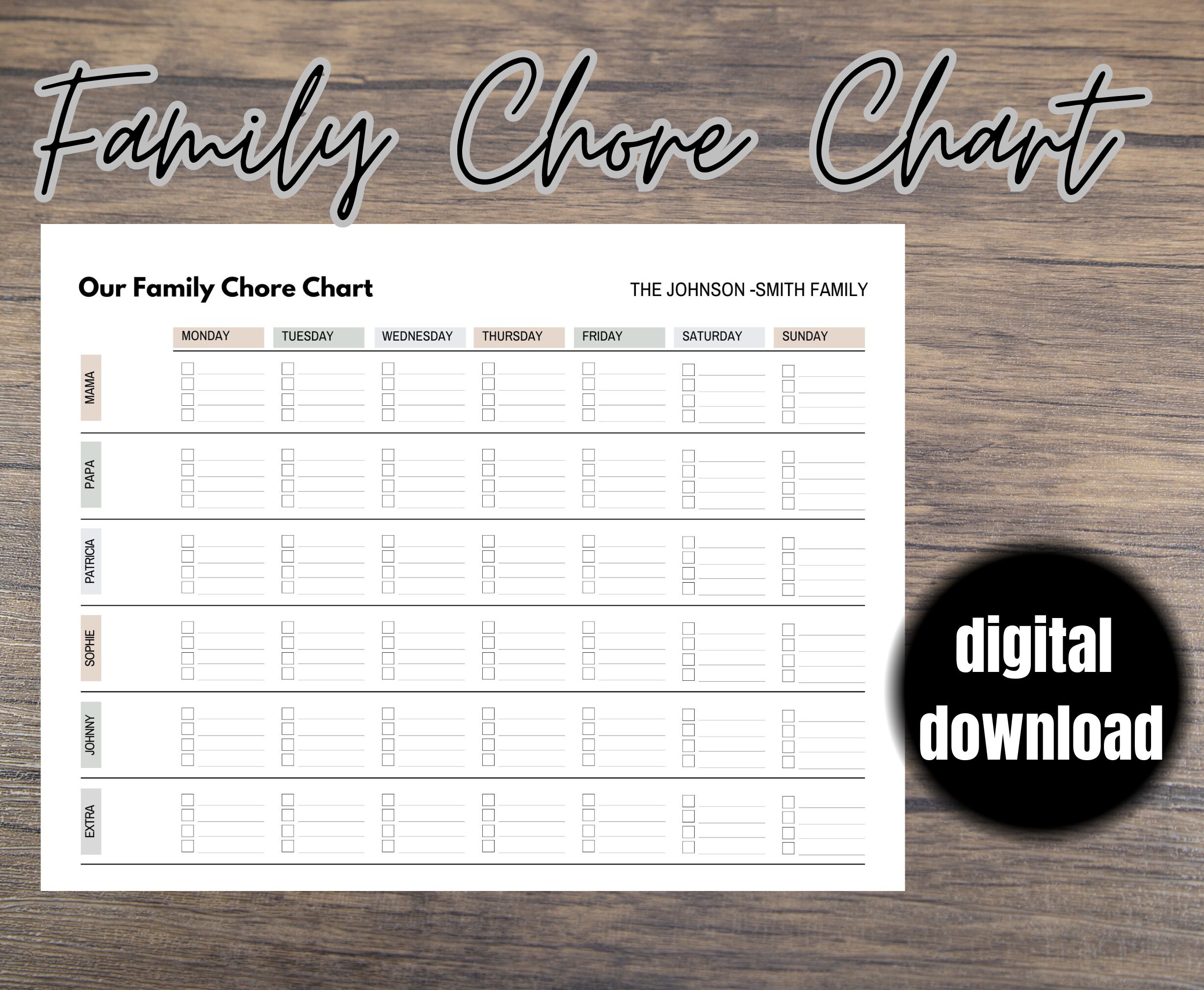 Family Chore Chart, Cleaning Checklist, Cleaning Schedule, Kids Chore ...