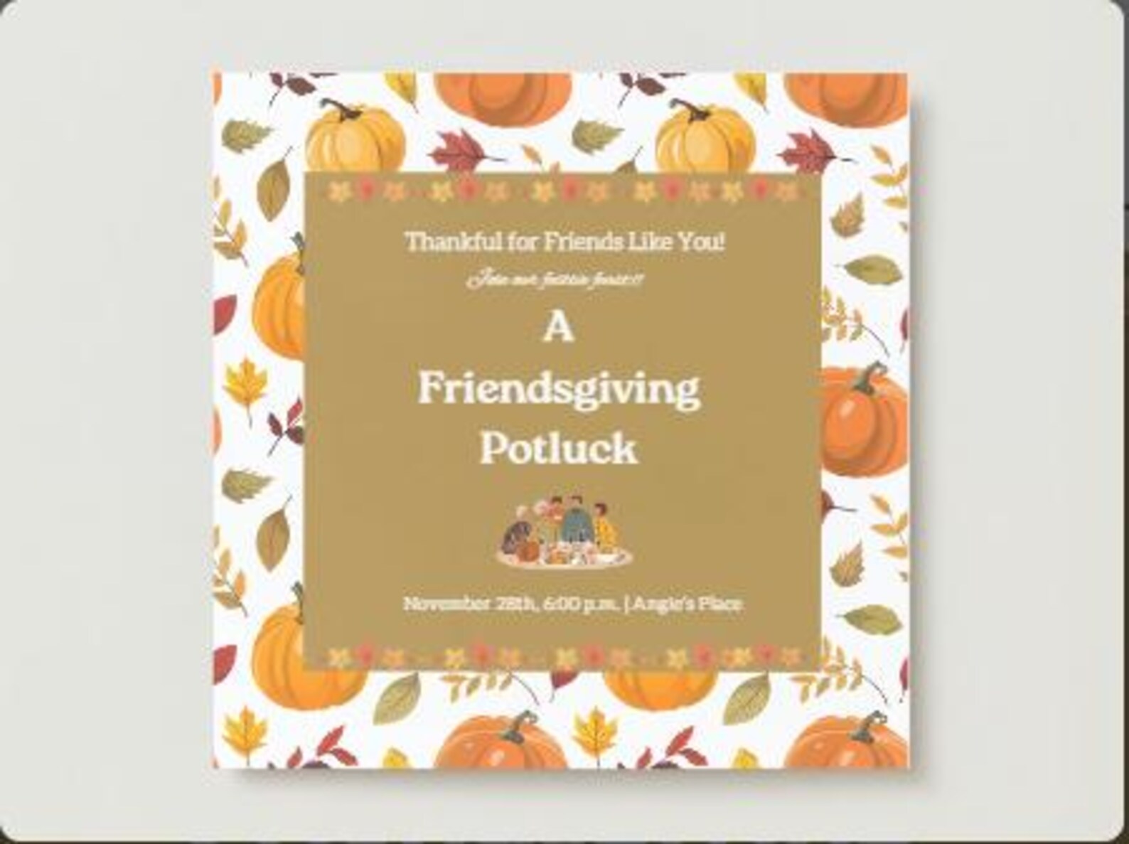 Printable Friendsgiving Potluck Invitation, Thanksgiving Dinner ...
