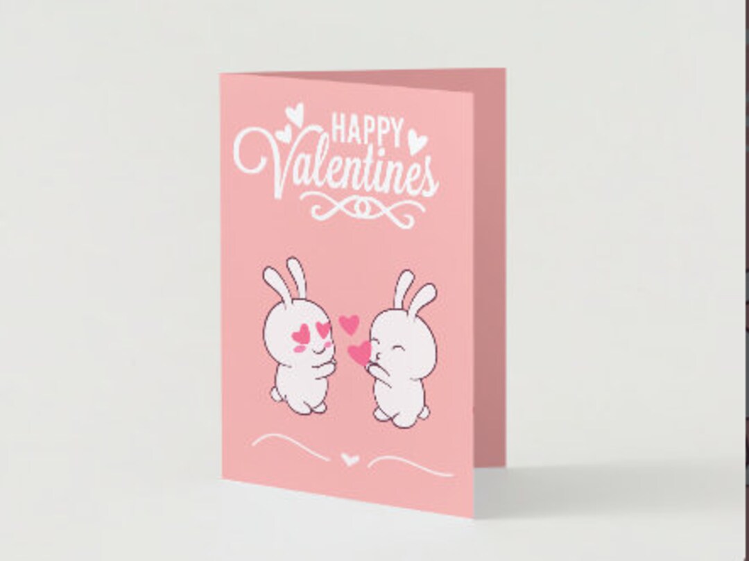 Printable Bunny Love Happy Valentine's Day Card, Valentine for Couples ...