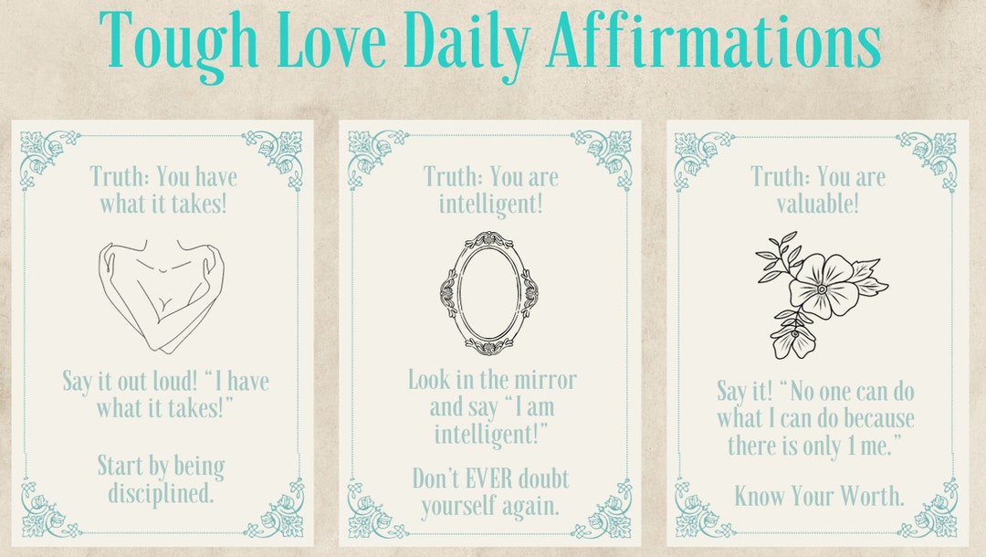 Printable Tough Love Daily Affirmations, I AM Affirmations, Meditation ...