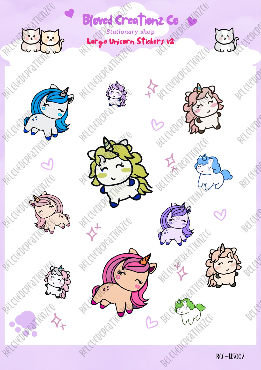 Large Unicorn V2 Unicorn Stickers, Rainbow Unicorns, Happy Unicorn ...