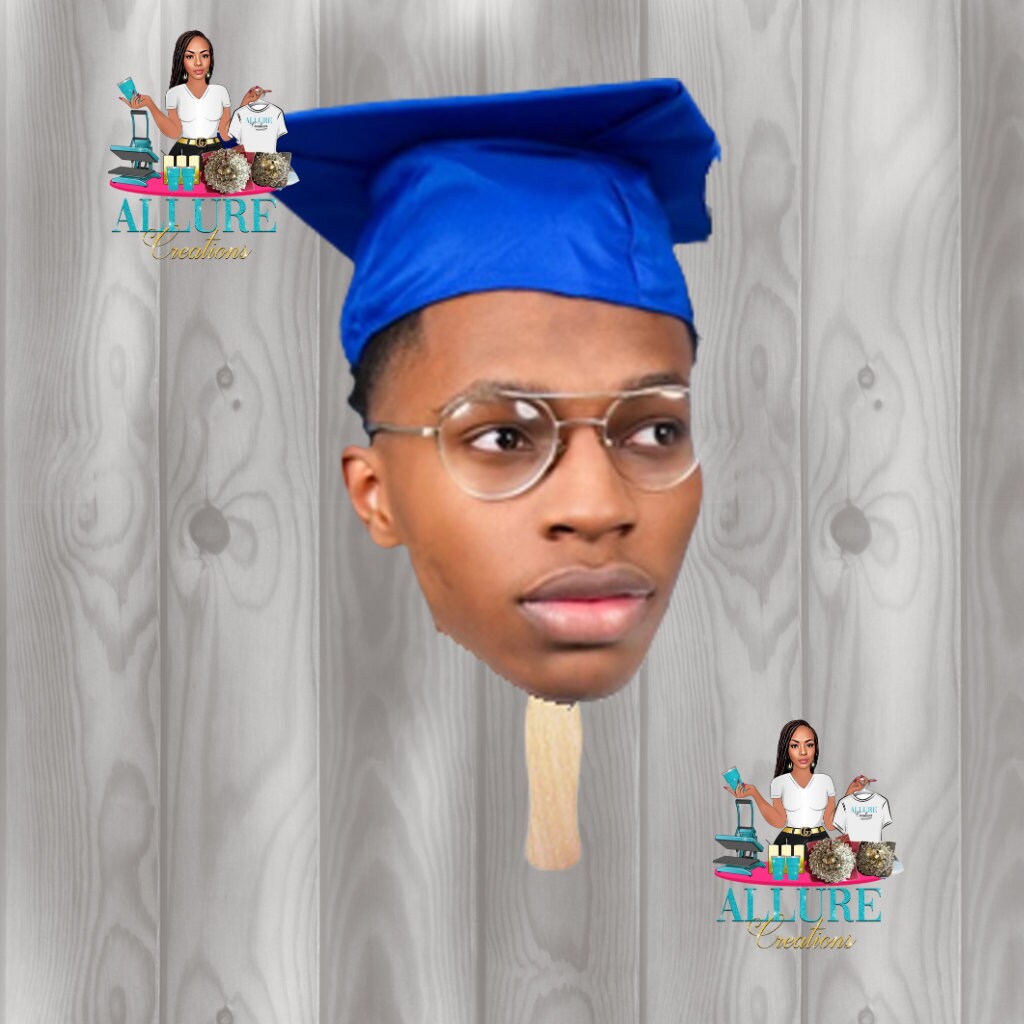 Custom Graduation 2024 Fan, Big Head on a Stick, Custom Grad Fan, Big ...
