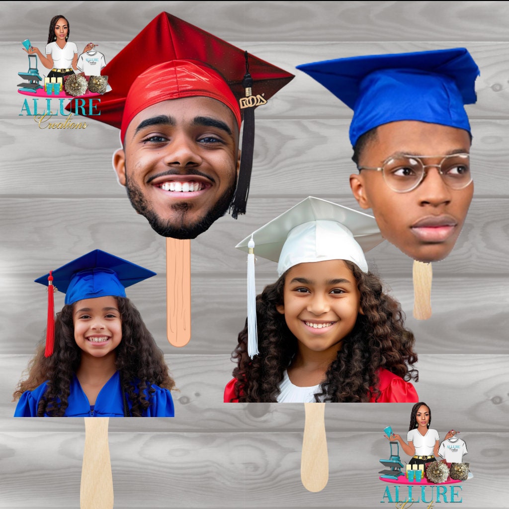 Graduation Fans, Gradfans, Head on a Stick, Custom, Face, Handles ...