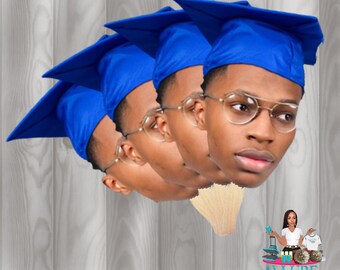 Custom Graduation 2024 Fan, Big Head on a Stick, Custom Graduation Big ...