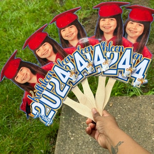 Custom Graduation 2024 Fan, Big Head on a Stick, Custom Graduation Big ...