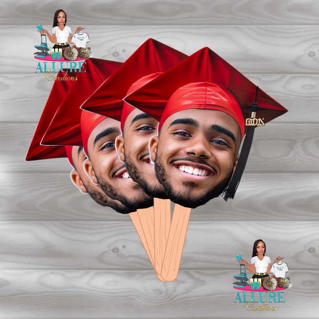Graduation Fans, Gradfans, Head on a Stick, Custom, Face, Handles ...