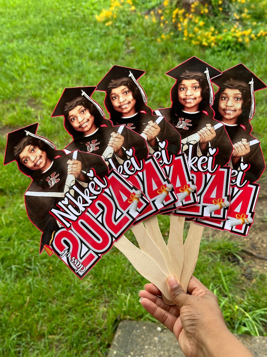 Custom Graduation 2024 Fan, Big Head on a Stick, Custom Graduation Big ...