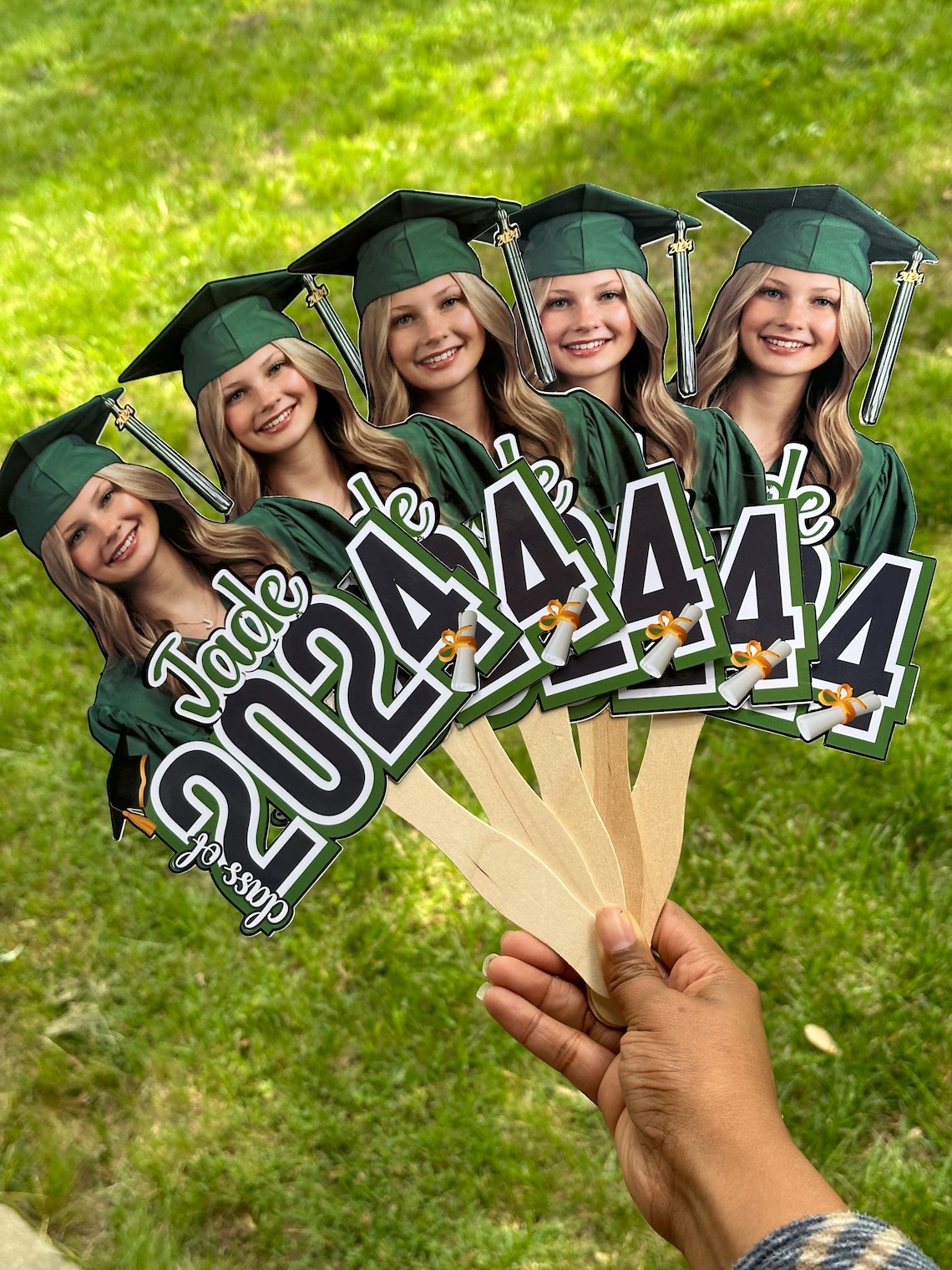 Graduation Fans, Gradfans, Head on a Stick, Custom, Face, Handles ...