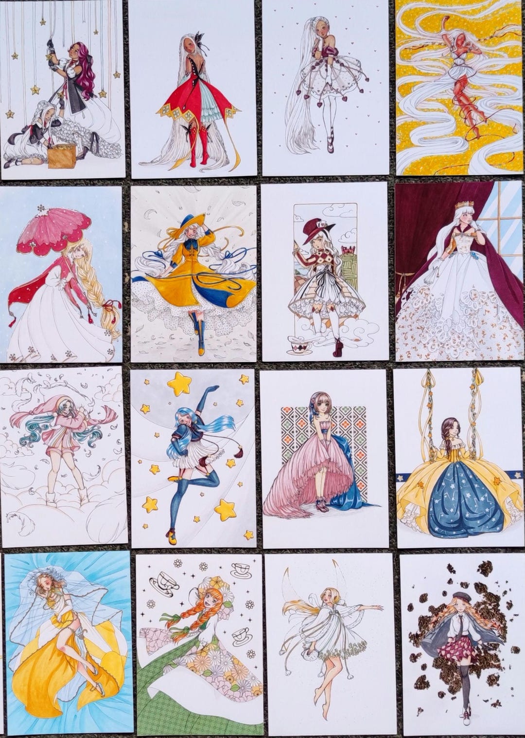 Color Fantasy Dresses Prints original Art A6, A5, A4 glossyhoto Paper ...