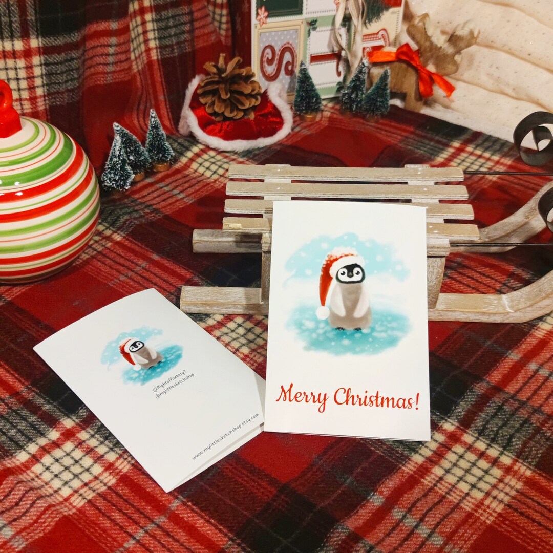 Cute Animal Christmas Cards (penguin, Fox, Bunny/rabbit, Octopus, Cat ...