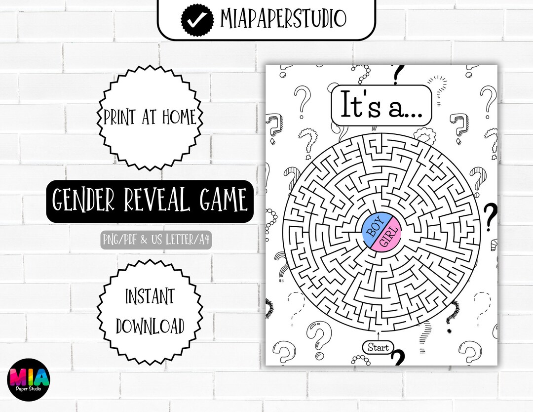 Gender Reveal Maze Game Printable Boy or Girl Labyrinth Game Gender ...