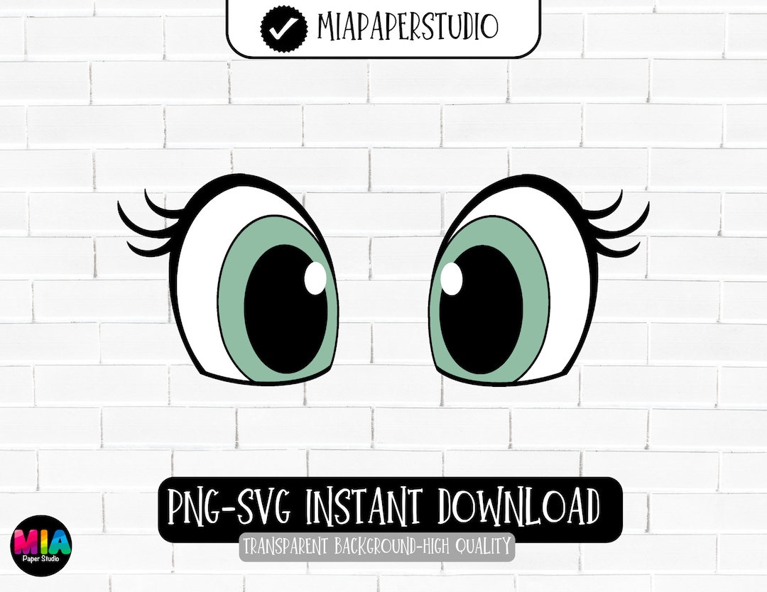 Felt Eyes Svg L Cute Green Cartoon Eyes Png L Felt Vinyl Craft Oval ...