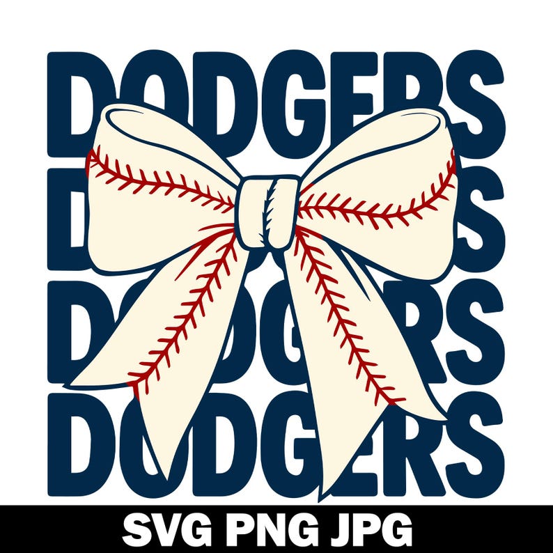 Dodgers Baseball Bow SVG | Cute Baseball Girl Clipart | LA Dodgers Fan ...