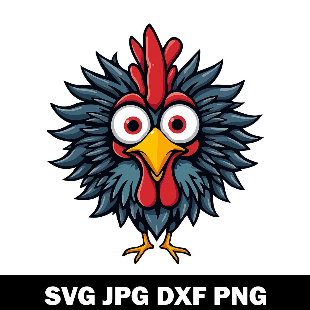 3 Crazy Chicken SVG PNG, Rooster Clipart, Chicken Vector Image, Funny ...