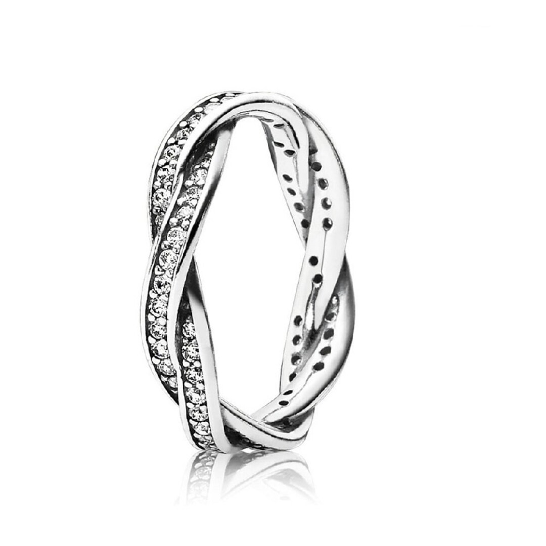 Pandora Silver Twisted Lines Ring Capture Attention With a Trending Two ...