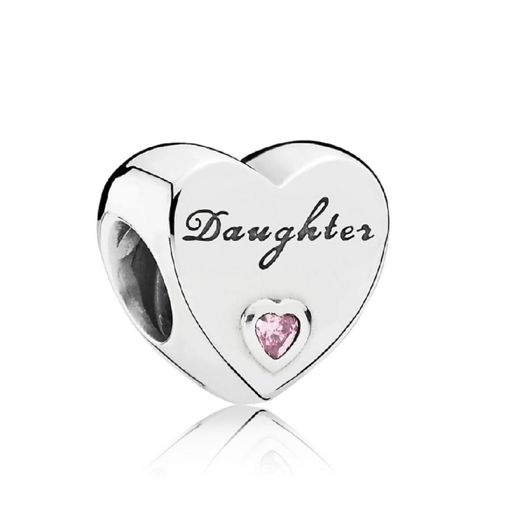 Pandora Sterling Silver Daughter Heart Charm Pink Cherished Moments ...