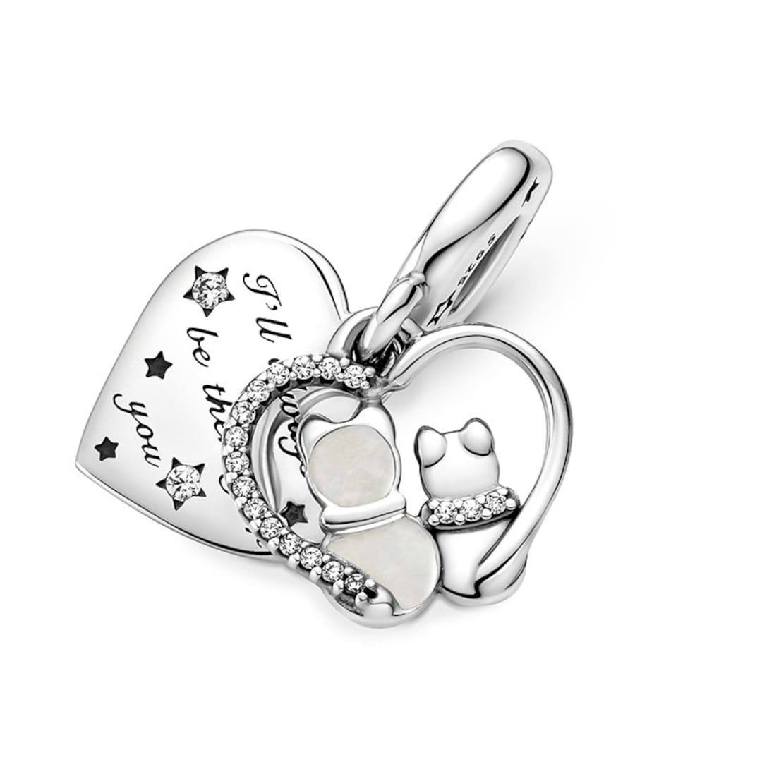 New Cats Pandora Hearts Dangle Charm Handmade Sparkling Silver Enamel ...