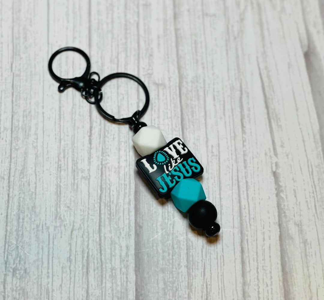 Love Like Jesus Silicone Beaded Black Keychain - Etsy