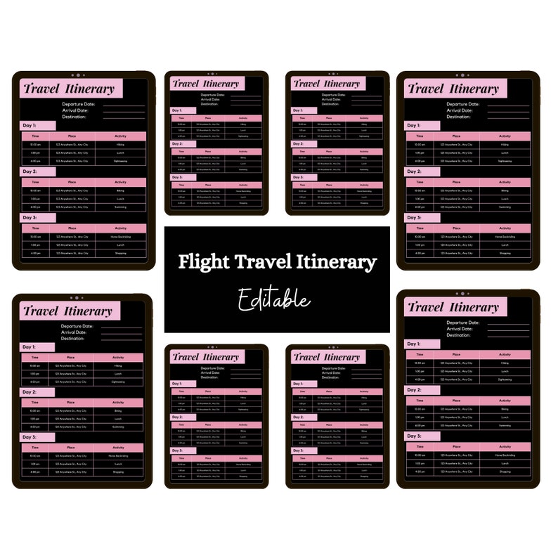 Customizable Flight Travel Itinerary Template - Plan Your Journey Your ...