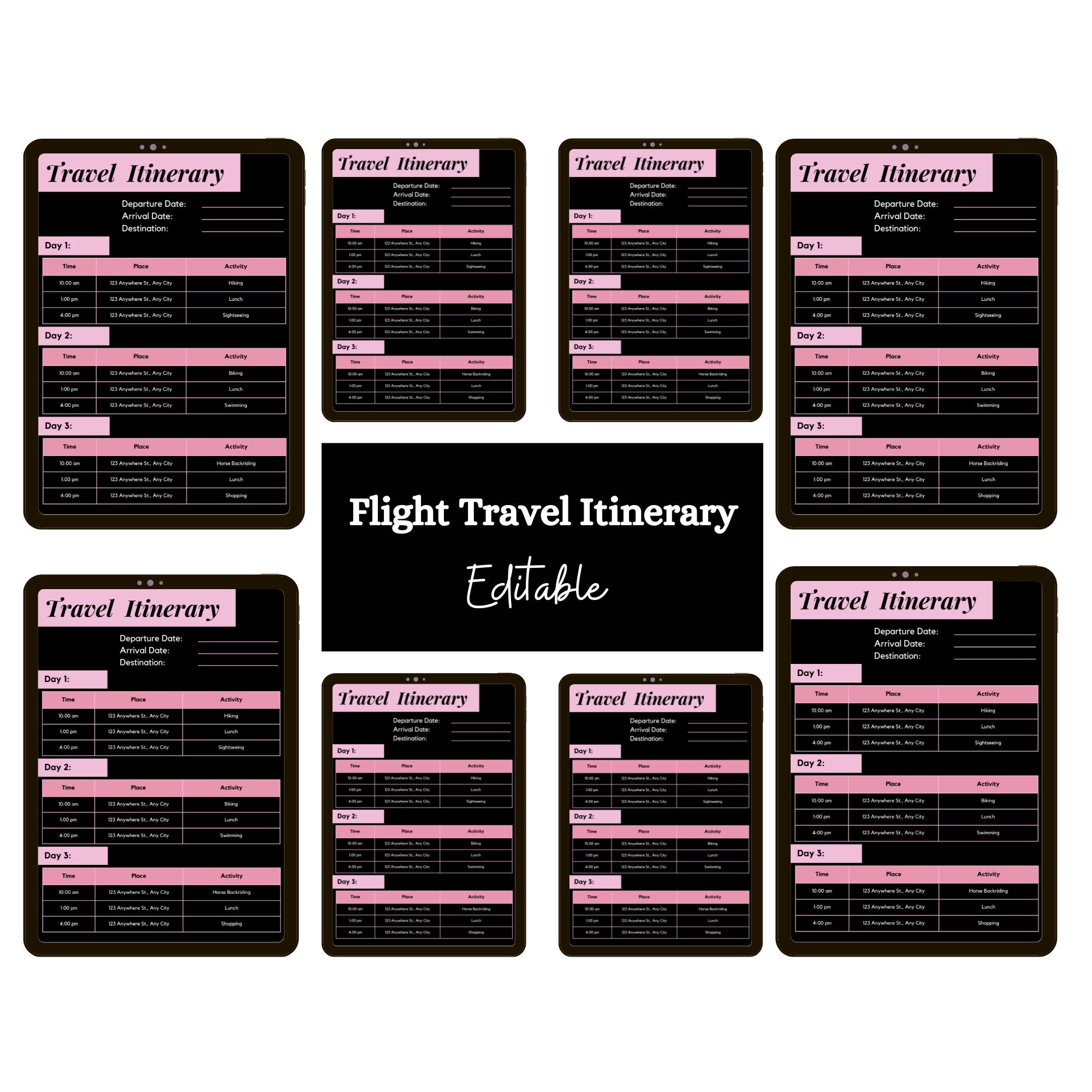 Customizable Flight Travel Itinerary Template - Plan Your Journey Your ...