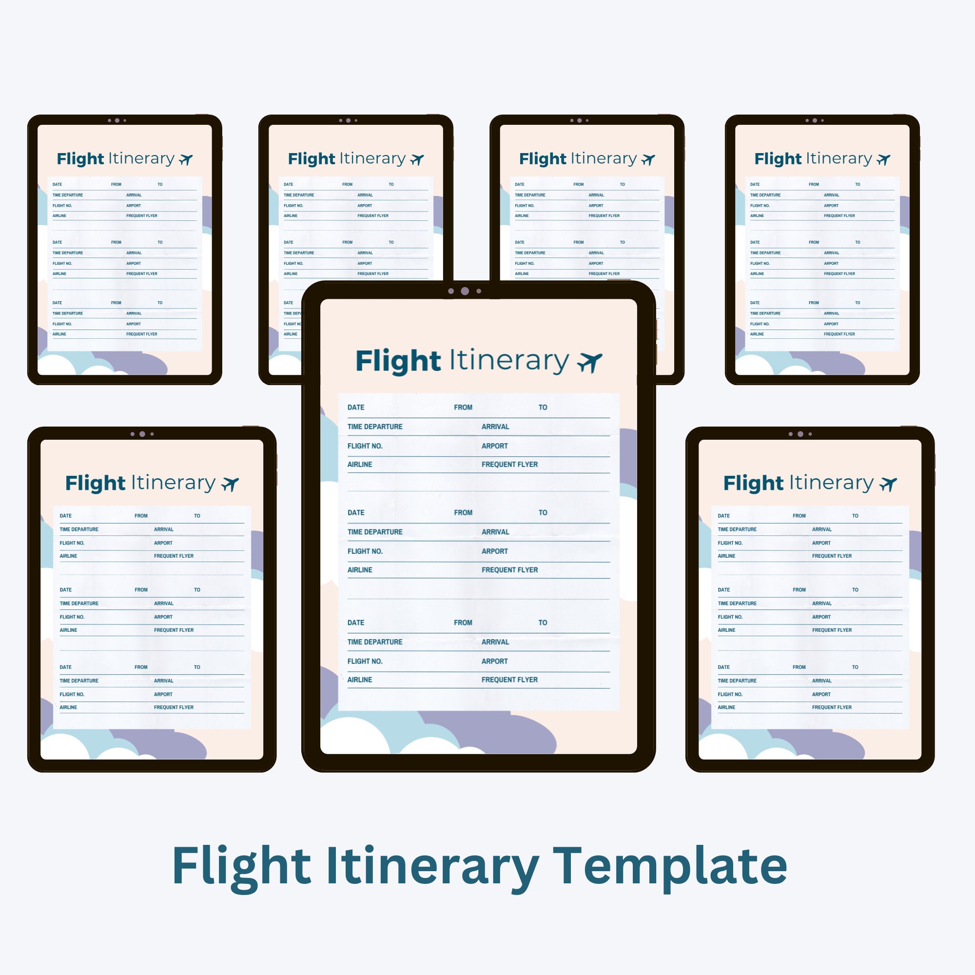Modern Flight Itinerary Template - Organize Your Travel Plans With ...