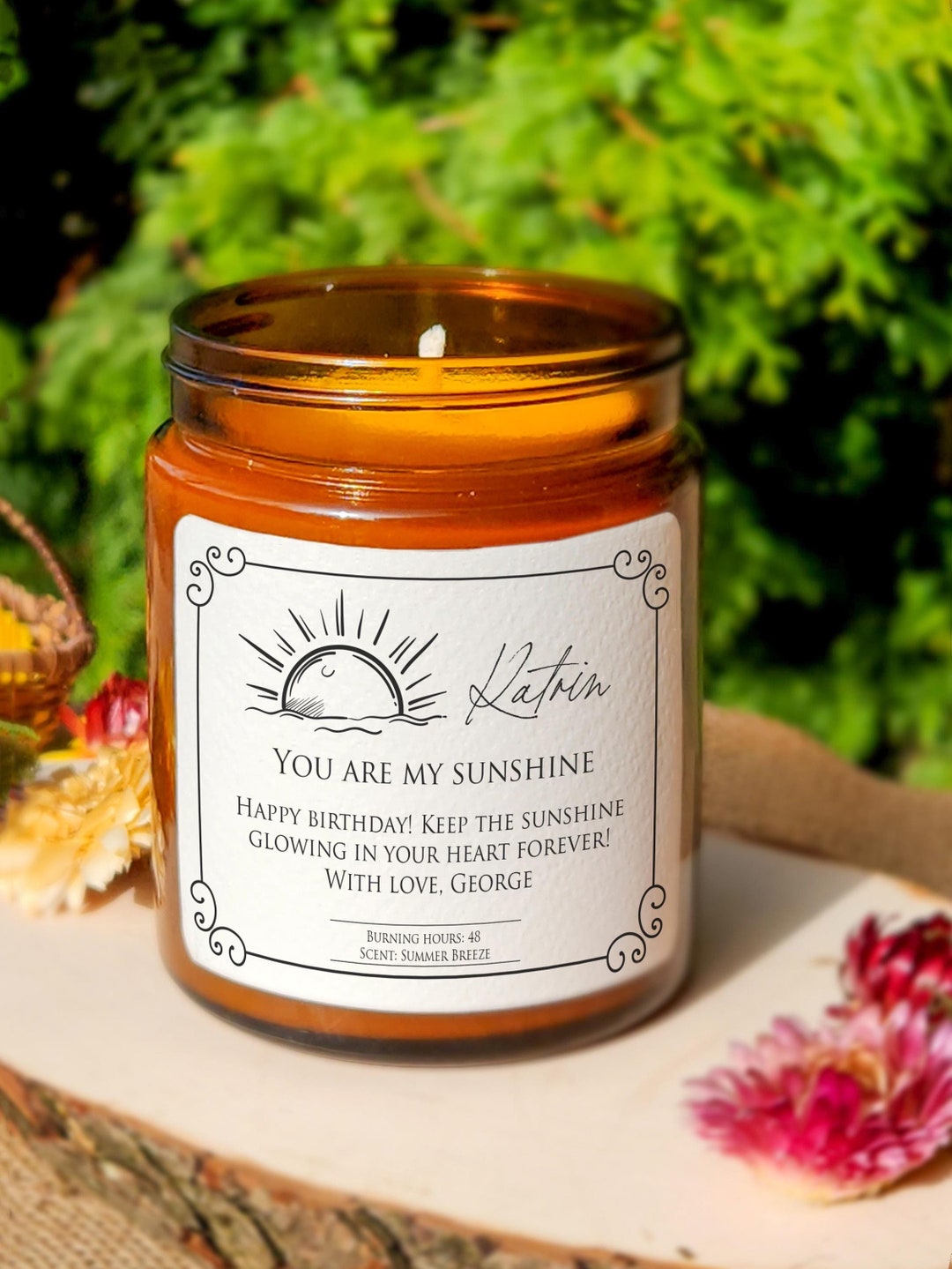Personalized You Are My Sunshine Candle Gift - Special Custom Label for ...