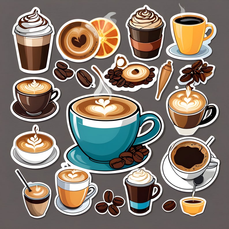 Sheet of 19 Printable Coffee Lover Stickers - Etsy