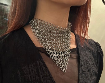 Spiked Chainmail Choker Necklace - Etsy