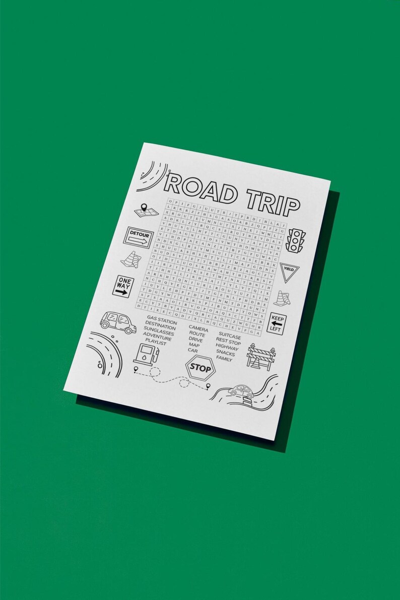 Road Trip Word Search Printable | Color + Coloring Page Versions | Fun ...