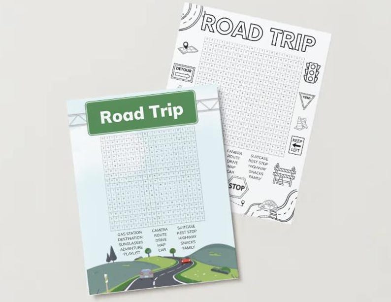 Road Trip Word Search Printable | Color + Coloring Page Versions | Fun ...