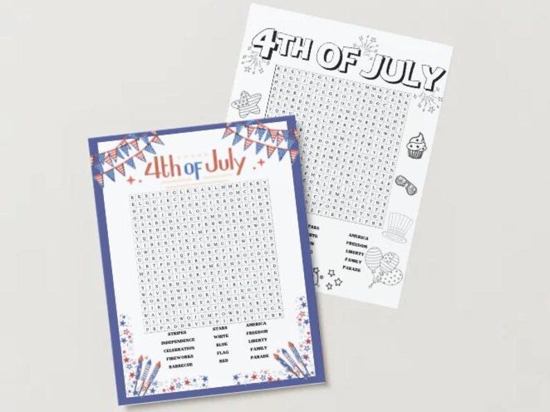 Fourth of July Word Search Printable | Color + Coloring Page Versions ...