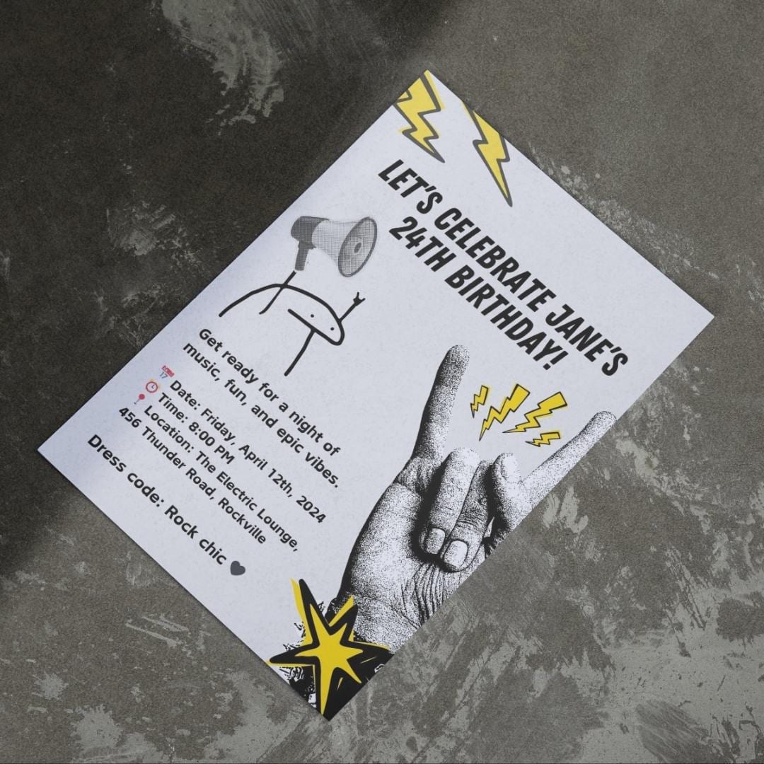 Editable Rock Birthday Invitation Template A5 - Instant Download & Easy ...