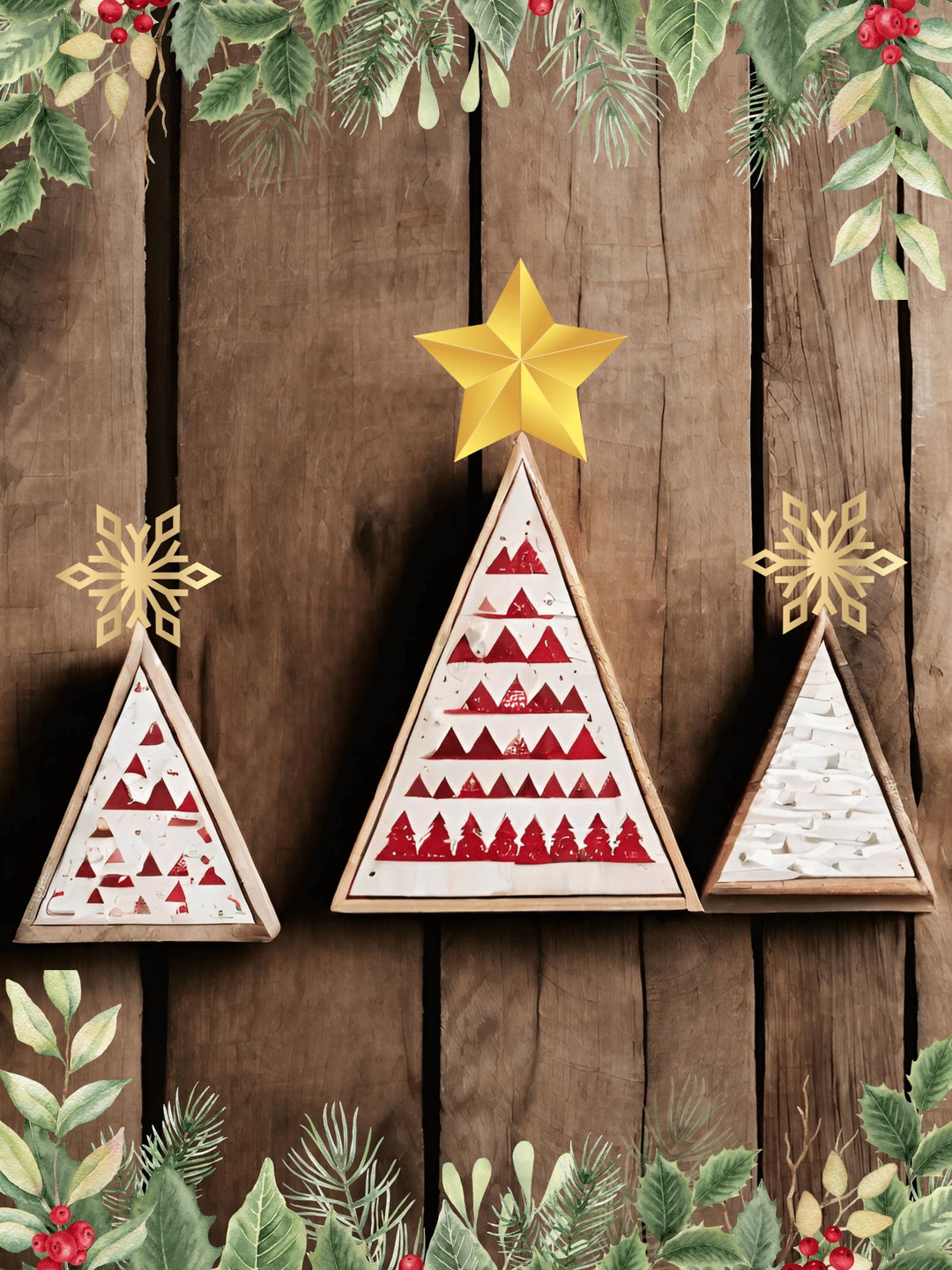 Wood Christmas Trees Poster - Etsy