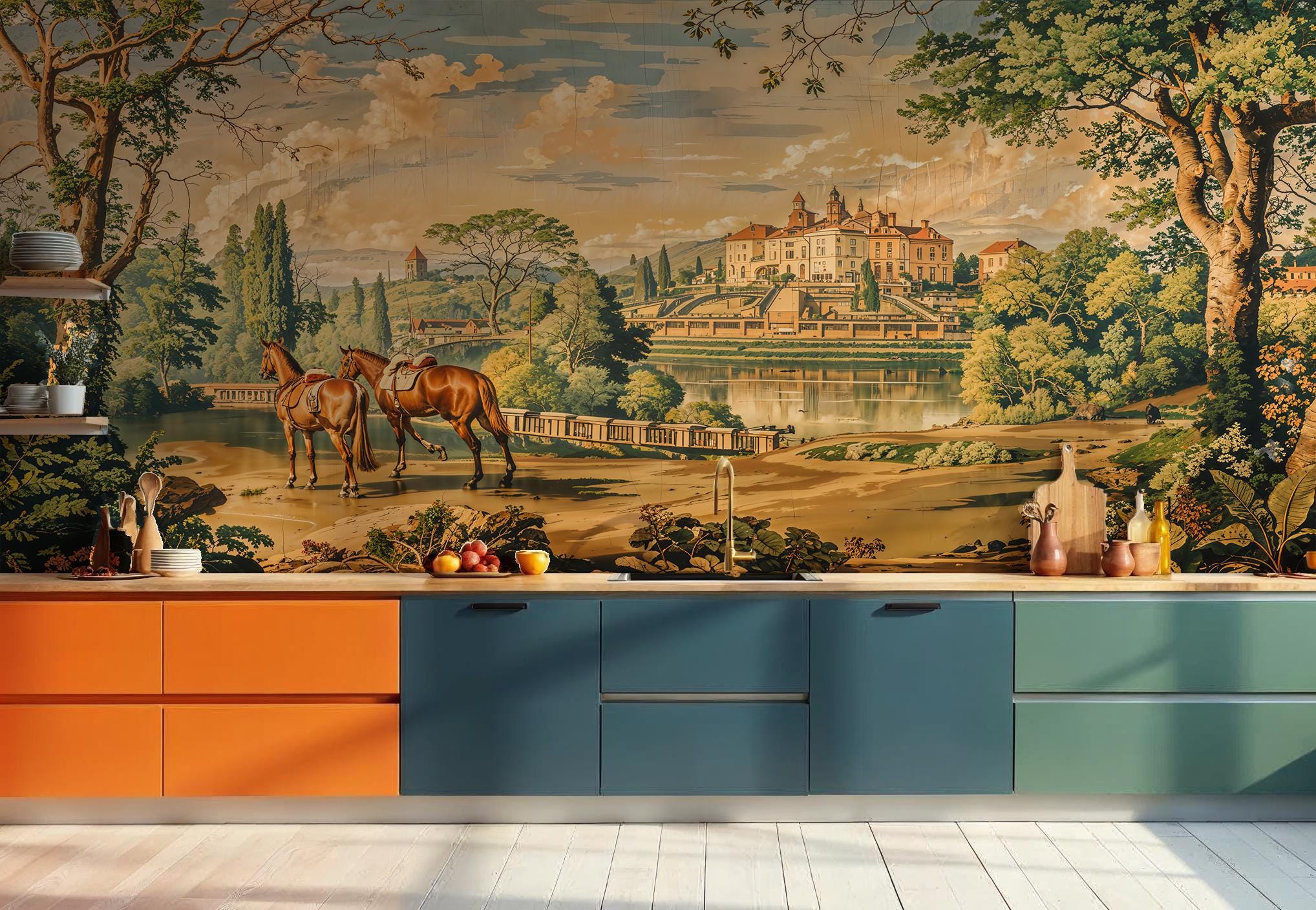 Vintage European Landscape Wallpaper Mural: Scenic Tapestry, Peel and ...