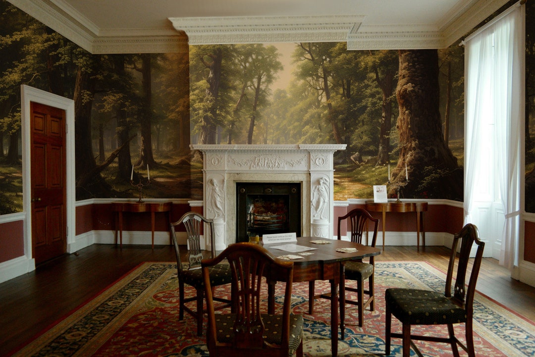 Forest View Wallpaper Mural: Oil Painting Style, Peel and Stick - Etsy