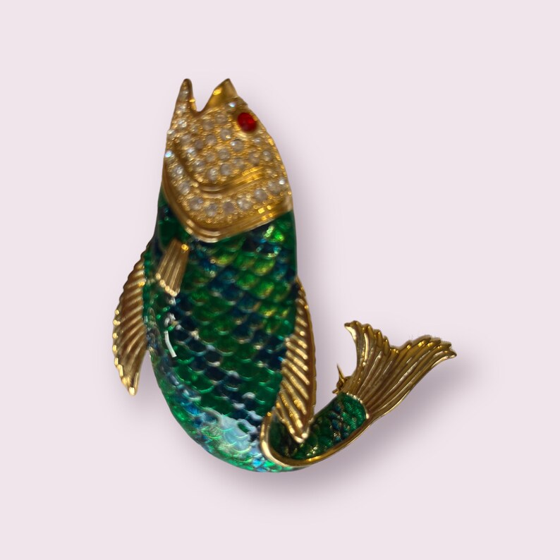 Vintage Morgan Taylor Fish Enamel Rhinestone Brooch Pin - Etsy