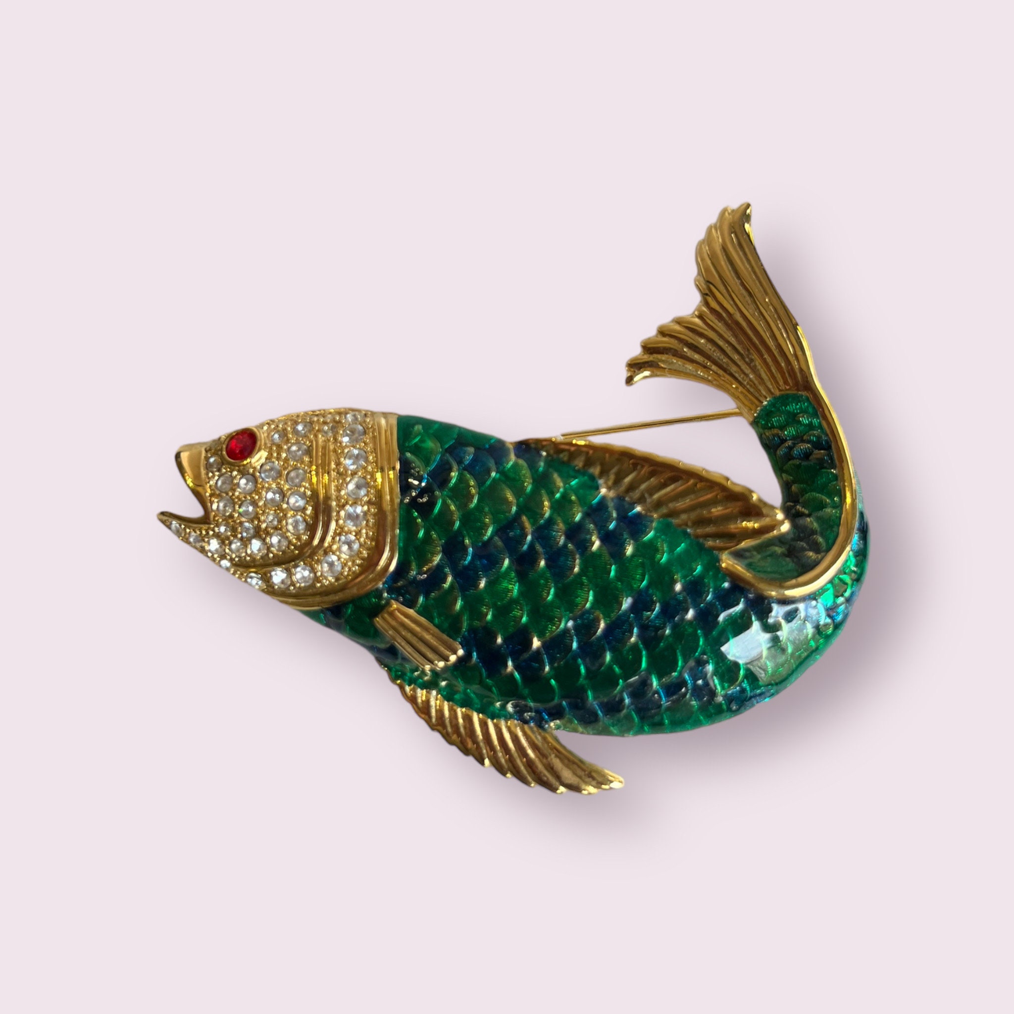 Vintage Morgan Taylor Fish Enamel Rhinestone Brooch Pin - Etsy