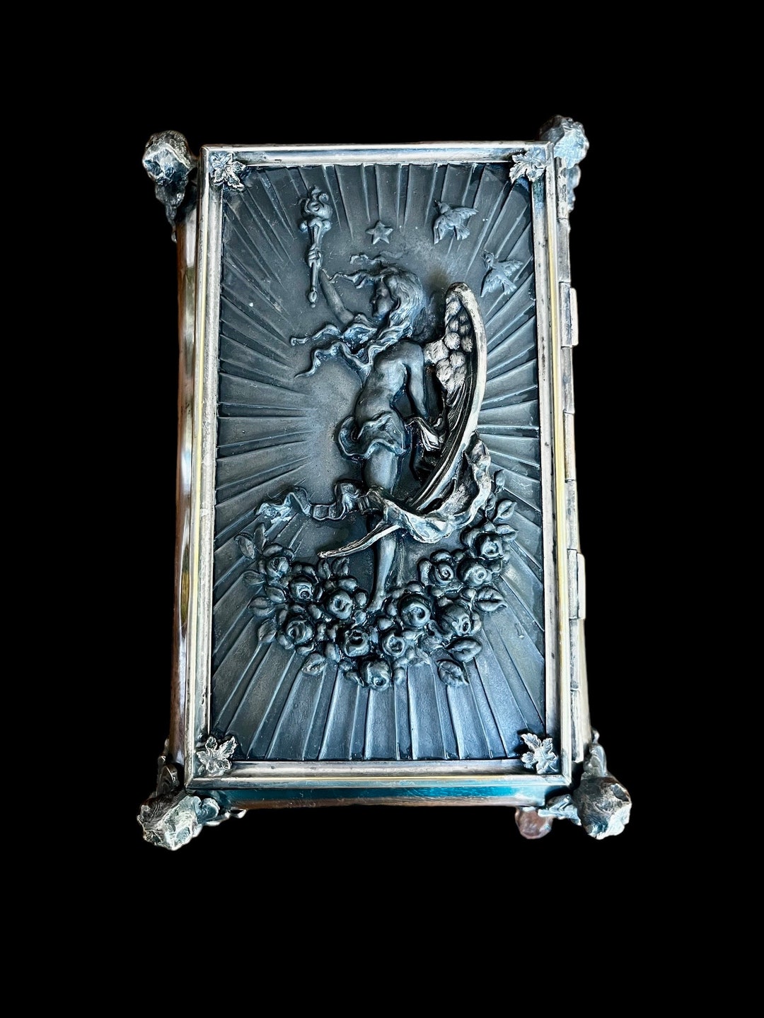 Amazing Antique Jewelry Casket Box Art Nouveau Design With Nymph and ...