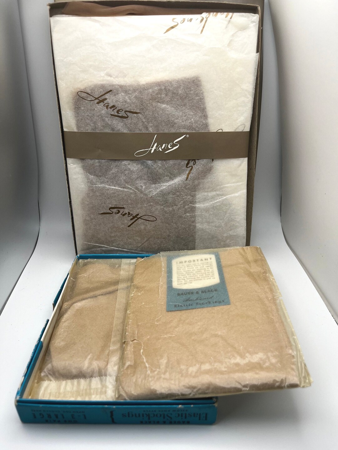 Two Boxes Vintage Hosiery Stockings Garter Bauer & Black and Hanes, 4 ...