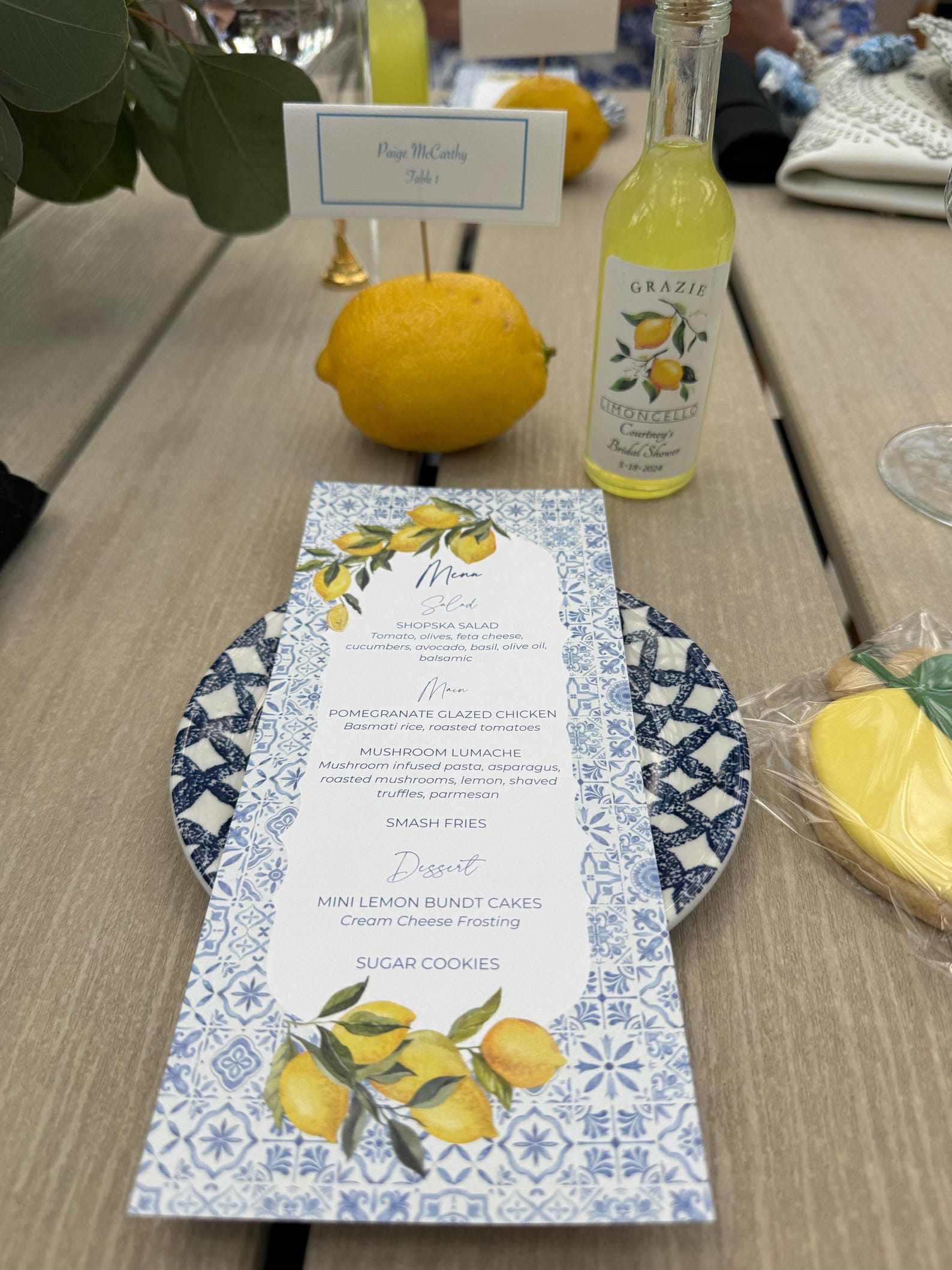 Italian, Amalfi Coast Theme, Blue Tile MENU FOR Wedding, Bridal Shower ...