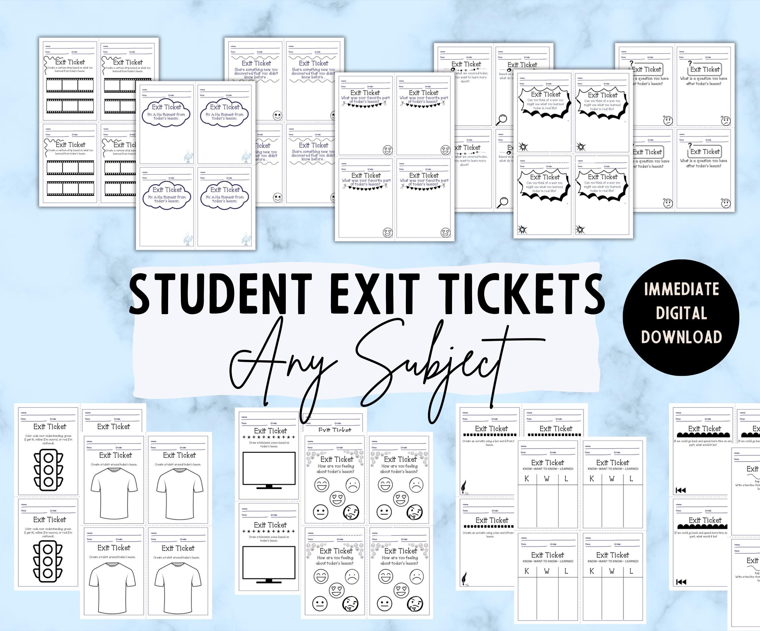 Exit Tickets for Students- Any Subject- Grades 3-12- Generic Exit Slips ...